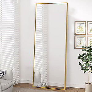 NeuType Full Length Mirror Gold Mirror Full Length Floor Mirror with Standing Hanging Mirror Dressing Mirror Wall-Mounted Mirror Full Length Mirrors for Bedroom Floor Length Mirror, 64" L x 21" W