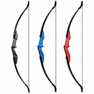 Monsour Archery Takedown Recurve Bow and Arrow Set Left/Rght Hand Longbow Kit Beginner Outdoor Hunting Shooting Practice 20lb 30lb 40lb (Red 20lb)
