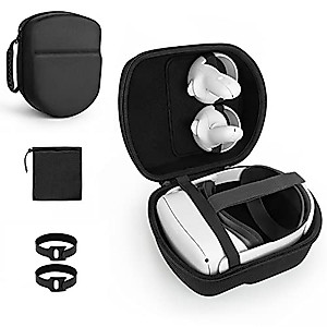 Yinke Carrying Case for Oculus/Meta Quest 2/Pico 4 Compatible with Headset, Elite Strap and Quest 2 Accessories, Hard Travel Case Protective Storage, Black