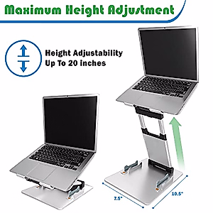 Laptop Stand for Desk – Stable Laptop Riser for Desk – Height & Angle Adjustable Laptop Stand – Sturdy, Aluminium PC & MacBook Stand – Laptop Holder for 11” to 17” Laptops by Pivot World