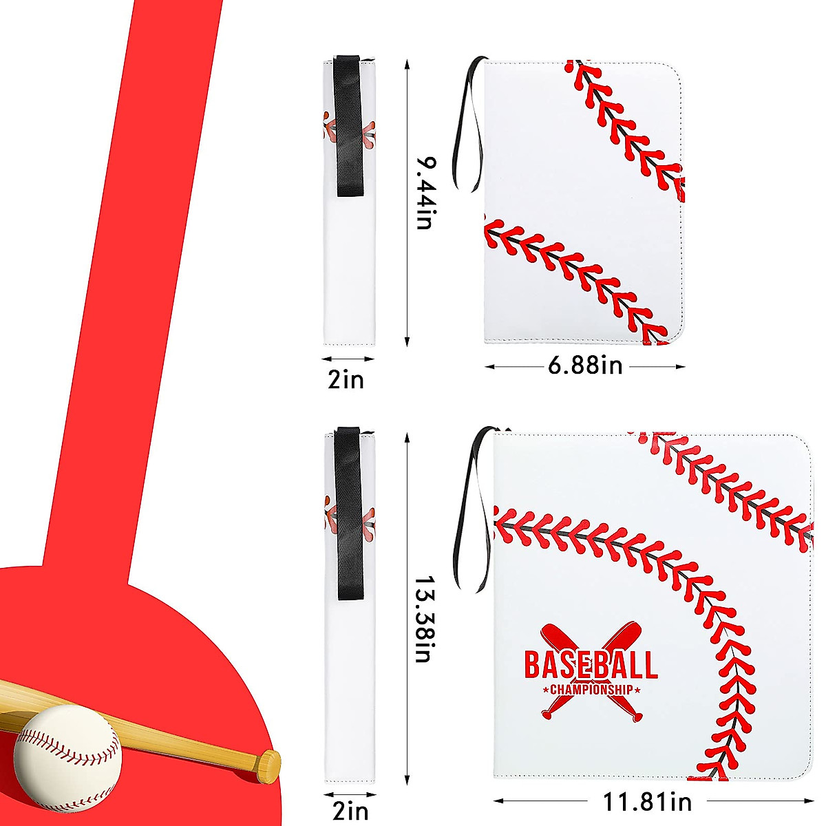 2 Pieces 1040 Pockets Card Binder Sleeves for Trading Card Collection Storage, Card Sleeves Card Holder Album Protectors Set for Sport Card, 2 Designs (Baseball)