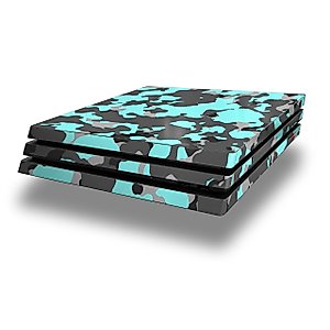 WraptorSkinz PS4 Pro Skin WraptorCamo Old School Camouflage Camo Neon Teal - Decal Style Skin Wrap fits Sony PlayStation 4 Pro Console
