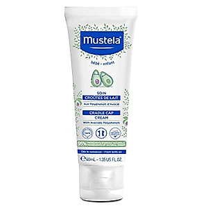 Mustela Baby Cradle Cap Cream - Newborn safe - with Natural Avocado - Paraben Free & Fragrance Free - 1.35 Fluid Ounce