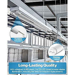 Sunco 10 Pack T8 LED Tubes 4FT Fluorescent Replacement, 48 Inch, 18W, 2200LM, 6000K Daylight Deluxe, Single Ended Power, Type B, Ballast Bypass, Frosted Lens UL