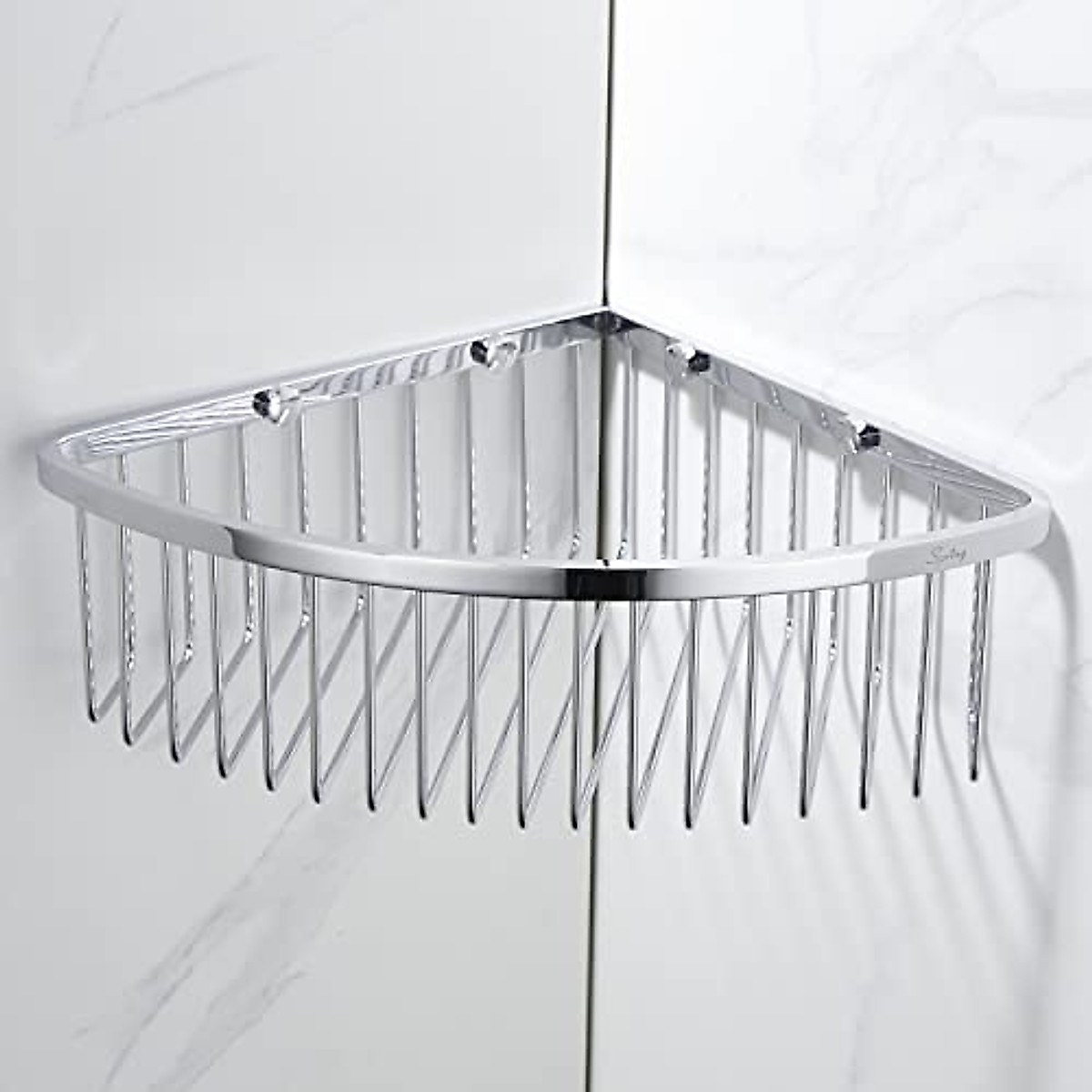 Segistan Bathroom Corner Shower Caddy Organizer, SUS304 Stainless Steel Heavy Duty Rust-Proof Bathroom Shelf Organizer Shampoo Holder, Wall Mounted Storage Rack for Bathroom Kitchen, Brushed Chrome