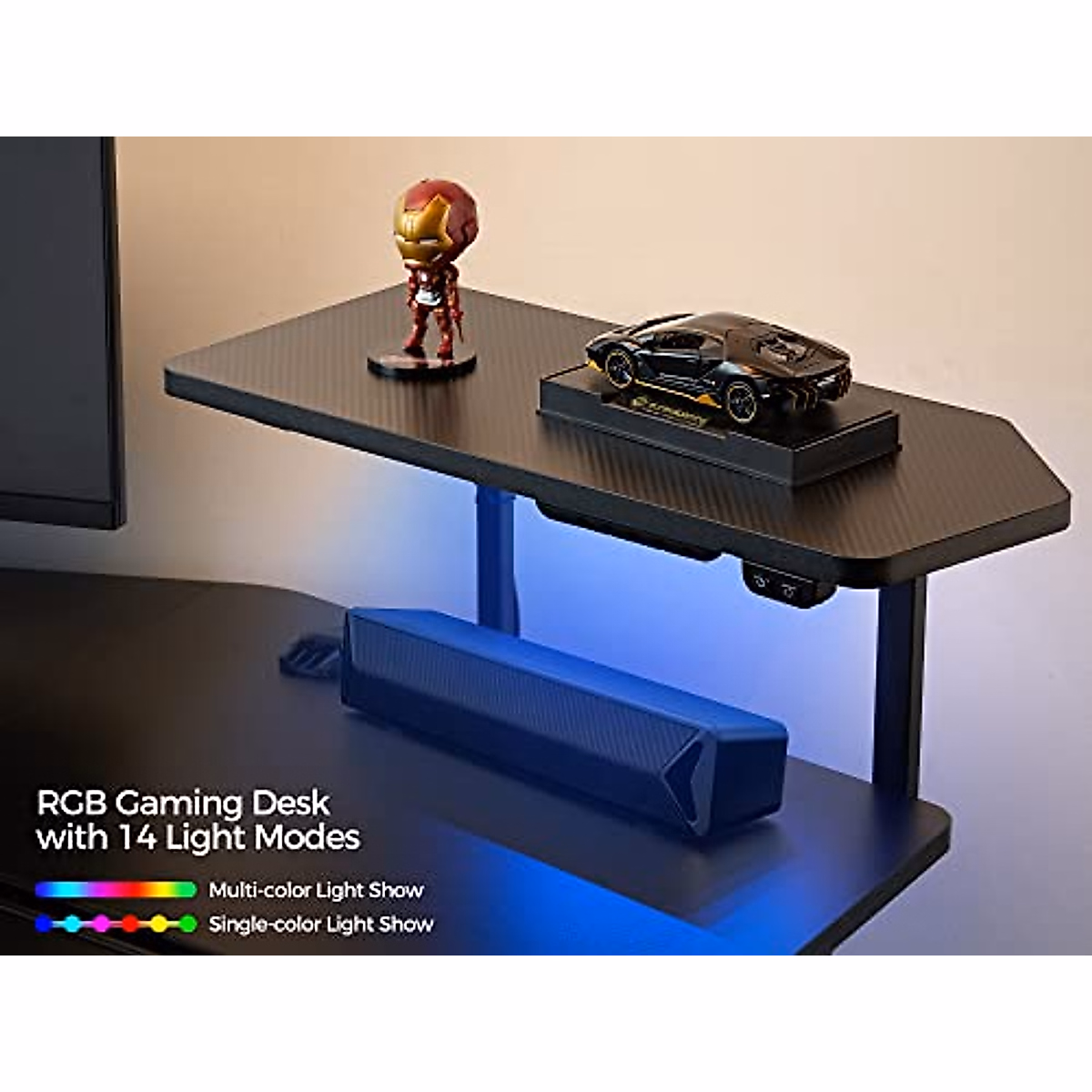 EUREKA ERGONOMIC Wing-Shaped Music Studio Desk 72" Large Gaming Desk with Led Lights Keyboard Tray Tower Holder for Streaming
