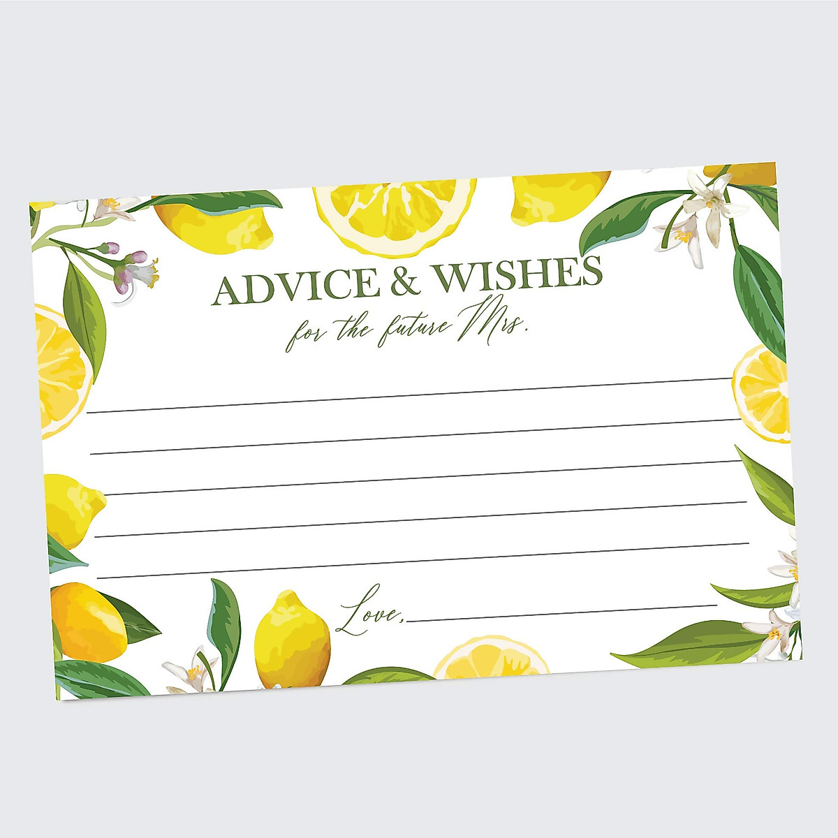 Lemon Theme Advice and Wishes Cards, Set of 50, Advice Cards for Bridal Shower, Bridal Shower Advice Cards