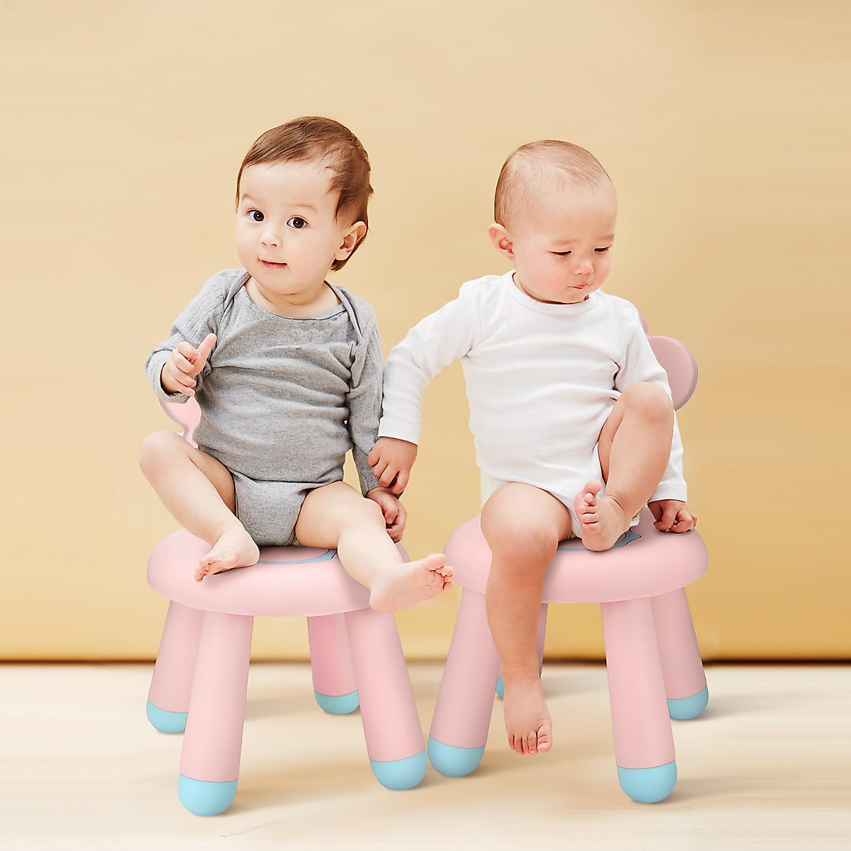 Layhit Plastic Toddler Chair for Boys and Girls Toddler Beach Chair 11.8 x 20 Inch Flower Kids Chairs for Table Beach Lawn Indoor Outdoor Playroom Nursery School Home Use(Pink)