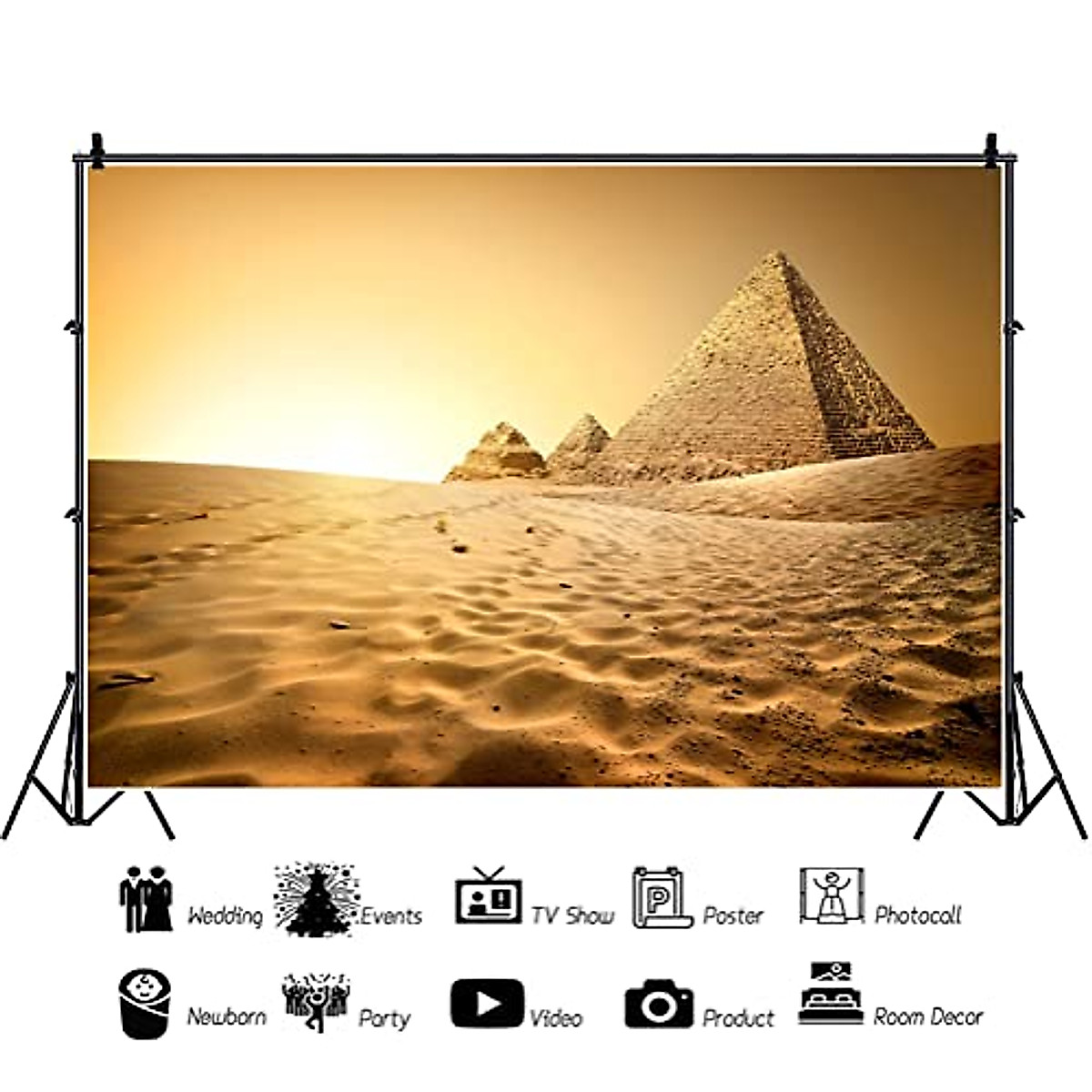 LFEEY 5x3ft Egyptian Pyramids Backdrop Egypt Ancient Architecture Ruins Photography Background Sky Clouds Photo Studio Props Adult Boy Girl Artistic Portrait Nature Scenic Vinyl Wallpaper