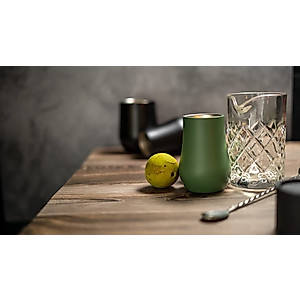 Snute Double-wall Stainless Steel Whiskey Glasses - Stemless Nosing Glass - Gift for Whiskey Lover (Olive)