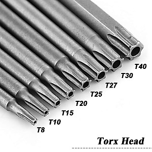 Mesee 8Pcs Long Torx Screwdriver Bit Set, 1/4 Inch Hex Shank T8-T40 Security S2 Magnetic Star Torx Head Screw Screwdriver Drill Bits Accessory Tool | 150mm Length