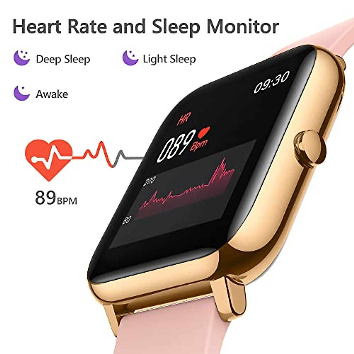 KALINCO Smart Watch, Fitness Tracker with Heart Rate Monitor, Blood Pressure, Blood Oxygen Tracking, 1.4 Inch Touch Screen Smartwatch Fitness Watch for Women Men Compatible with Android iOS