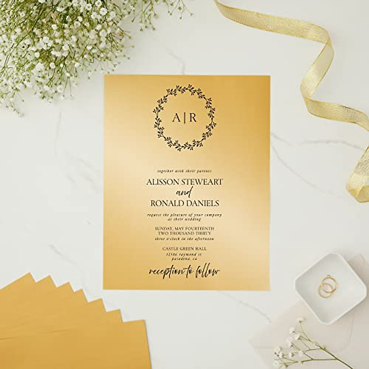 96 Sheets Gold Metallic Shimmer Paper, 8.5 x 11 Double Sided, Letter-Sized for Arts and Crafts