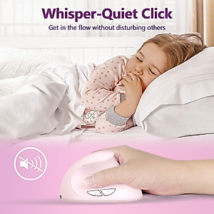 Mytrix Sakura Cherry Pink Wireless Ergonomic Vertical Mouse, 2.4GHz Optical Ergo Mouse with 800/1200/1600 DPI - Right Handed for Laptop, Computer, Desktop, Windows, Mac OS, iOS, Linux Android Systems