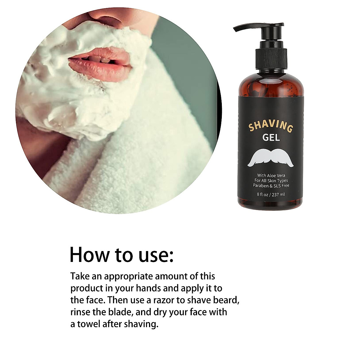 Men'S Shave Gel, Mens Beard Care Shaving Cream, Soften Beard, Moisturizing Against Irritation, Protect Skin Re ing Gel, Protects Against Irritation And Razor Burn, For Sensitive Skin (237ml)
