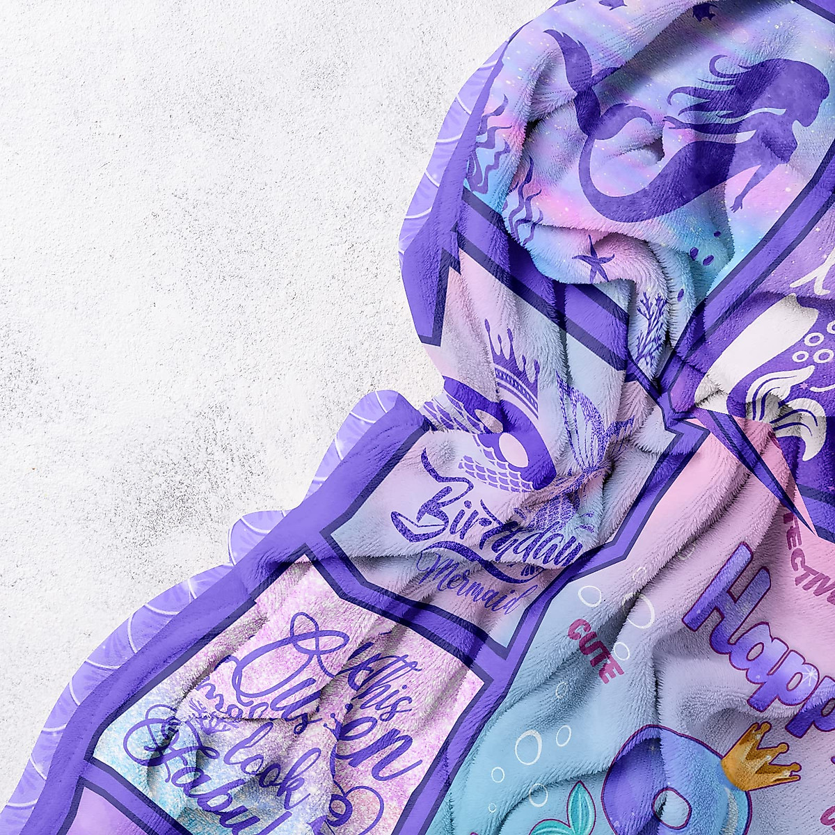 Henazin 9 Year Old Girl Birthday Gift, Purple Cartoon Heart Flannel Throw Blanket, 50"X60", Lightweight, Modern, Twin Size, 1 Count