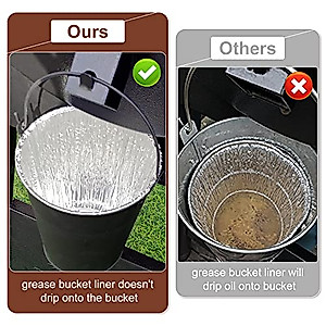 QuliMetal Drip Bucket and 15-Pack Disposable Foil Liners for Oklahoma Joe's, Trager, Pit-Boss, Z Grill, Camp Chef, Grill Grease Bucket Fits Most Offset Smokers, Black
