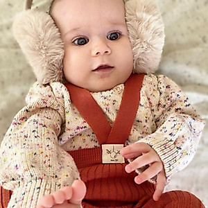 mama-yoyo baby&kids |100% Organic Cotton | GOTS Certificate | Baby Knit Leggings with Suspenders | High Waist Tights | Winter Fall Baby Pants | Baby Knitwear Premium Comfortable Clothes |Cappucino