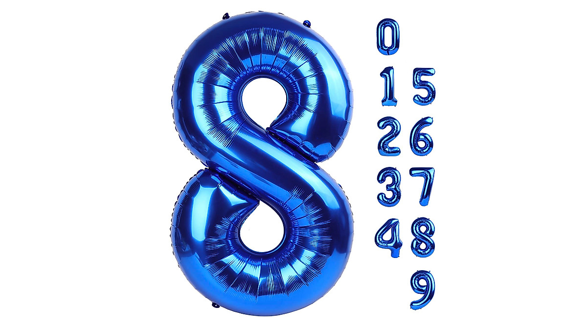 40 Inch Navy Blue Number 8 Balloon - Birthday & Anniversary