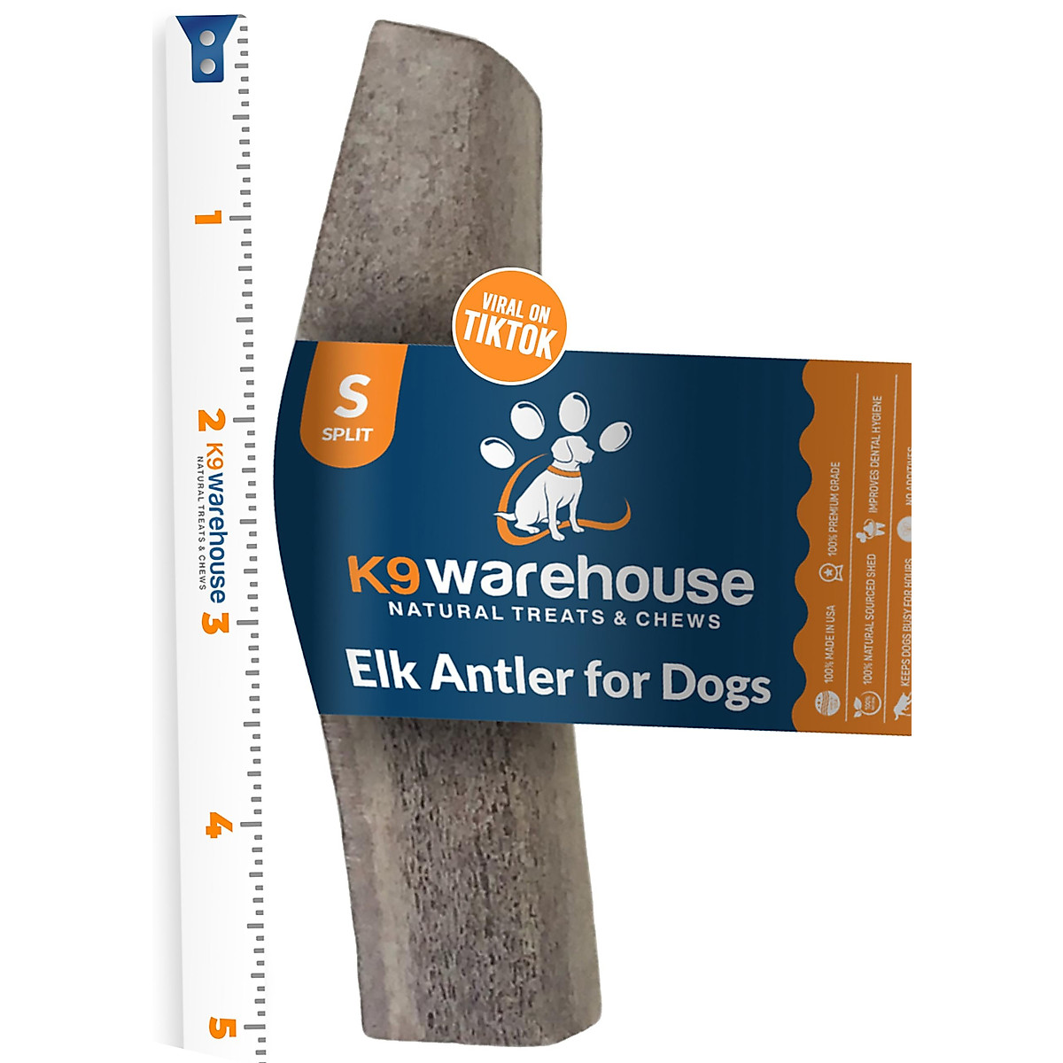 K9warehouse Split Antler for Dogs - Natural Dog Antlers for Aggressive Chewers - USA Sourced Elk Antlers for Dogs Small, Medium, Large - Healthy Elk Antlers for Teeth Cleaning & Chewing Pleasure