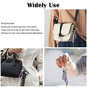 Crystal Car Keychain for Women, Fashion Keychain Accessories With Bling Rhinestones, Universal for Car Key (purple)