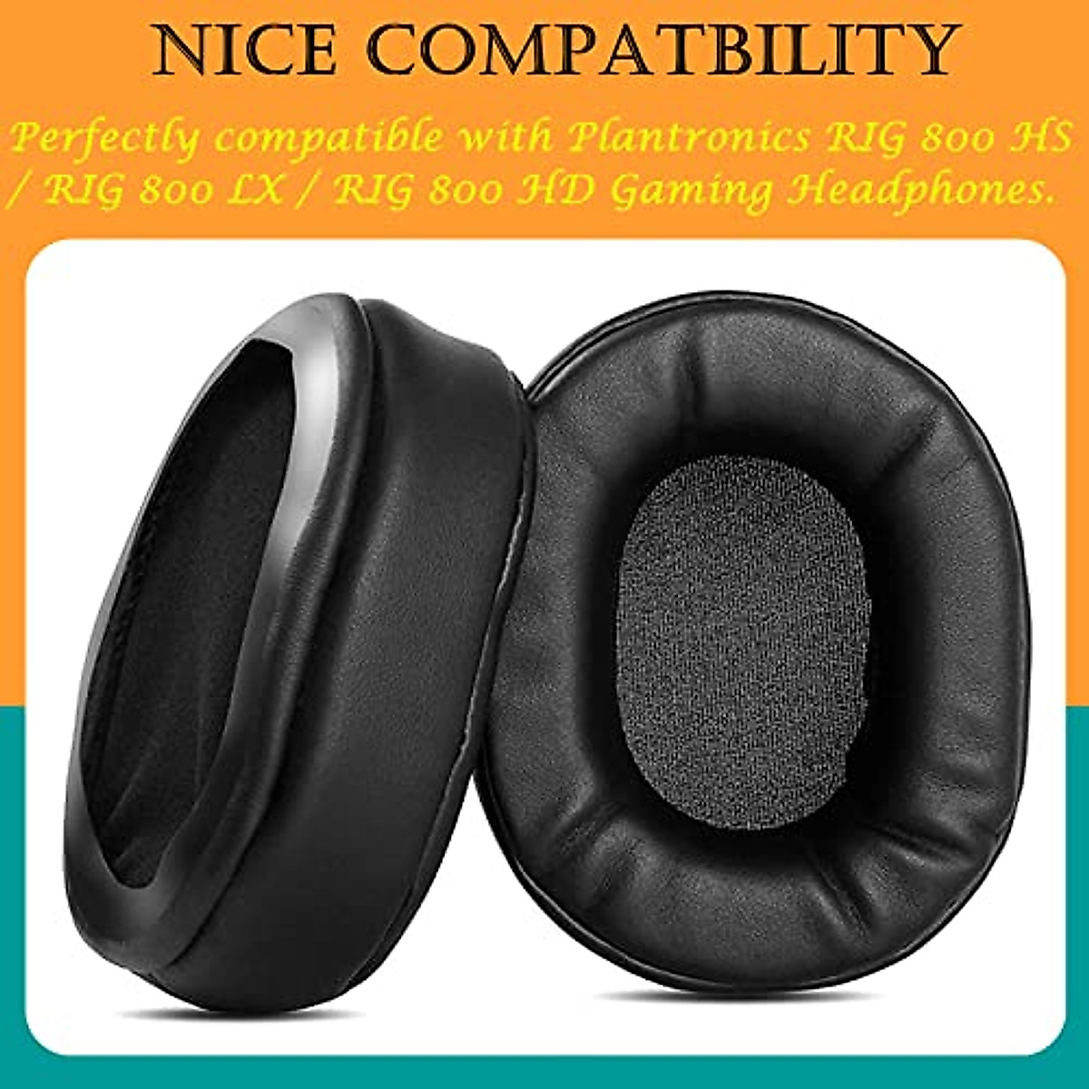 TaiZiChangQin Ear Pads Cushion Memory Foam Replacement Compatible with Plantronics RIG 800 HS / RIG 800 LX / RIG 800 HD Gaming Headphone ( Protein Leather Earpads )