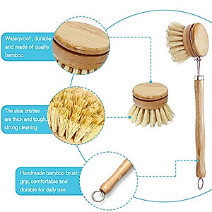 Cosumina Bamboo Kitchen Cleaning Brush Dish Cleaning Brush Long Handle Pan Pot Brush Dish Bowl Washing Cleaning Brush (5)