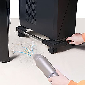 Computer Tower Stand CPU Holder Stand with 4 Mute Caster Wheels，CPU Stand for Gaming pc,Suitable for Most PC Brackets On The Carpet Floor (Black) (Black)