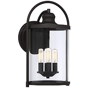 Avani Modern Contemporary Outdoor Wall Light Fixture Black 17" Clear Cylindrical Glass Shade for Exterior House Porch Patio Outside Deck Garage Yard Front Door Garden Home - John Timberland