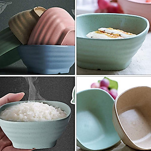 Cabilock 8pcs Square Wheat Straw Bowls Unbreakable Bowls Cereal Bowls Rice Bowls Deal for Breakfast, Oatmeal, Soup, Noodle, Snack