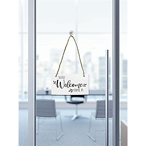 Darware Meeting in Progress / Do Not Disturb Wood Sign (White), Reversible Home and Office Meeting Door Hanger