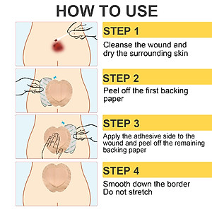 LotFancy Sacral Foam Dressing, 7"x 7", 5 Count, Silicone Foam Dressing, Wound Dressing with Border, Sacrum, Bed Sores, Pressure Ulcers Healing Bandage Pad, Highly Absorbent, Waterproof