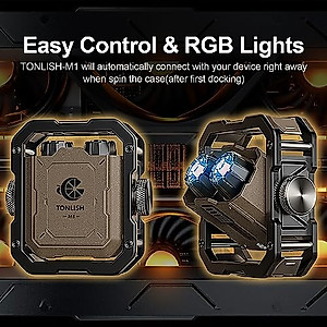 TONLISH Gaming Earbuds Wireless Bluetooth 5.3, 3D Stereo, Clear Calls, Noise Canceling, 65ms Low-Latency TWS Headphones. iPhone Android Compatible. Built-in Fidget Spinner, RGB Lights.