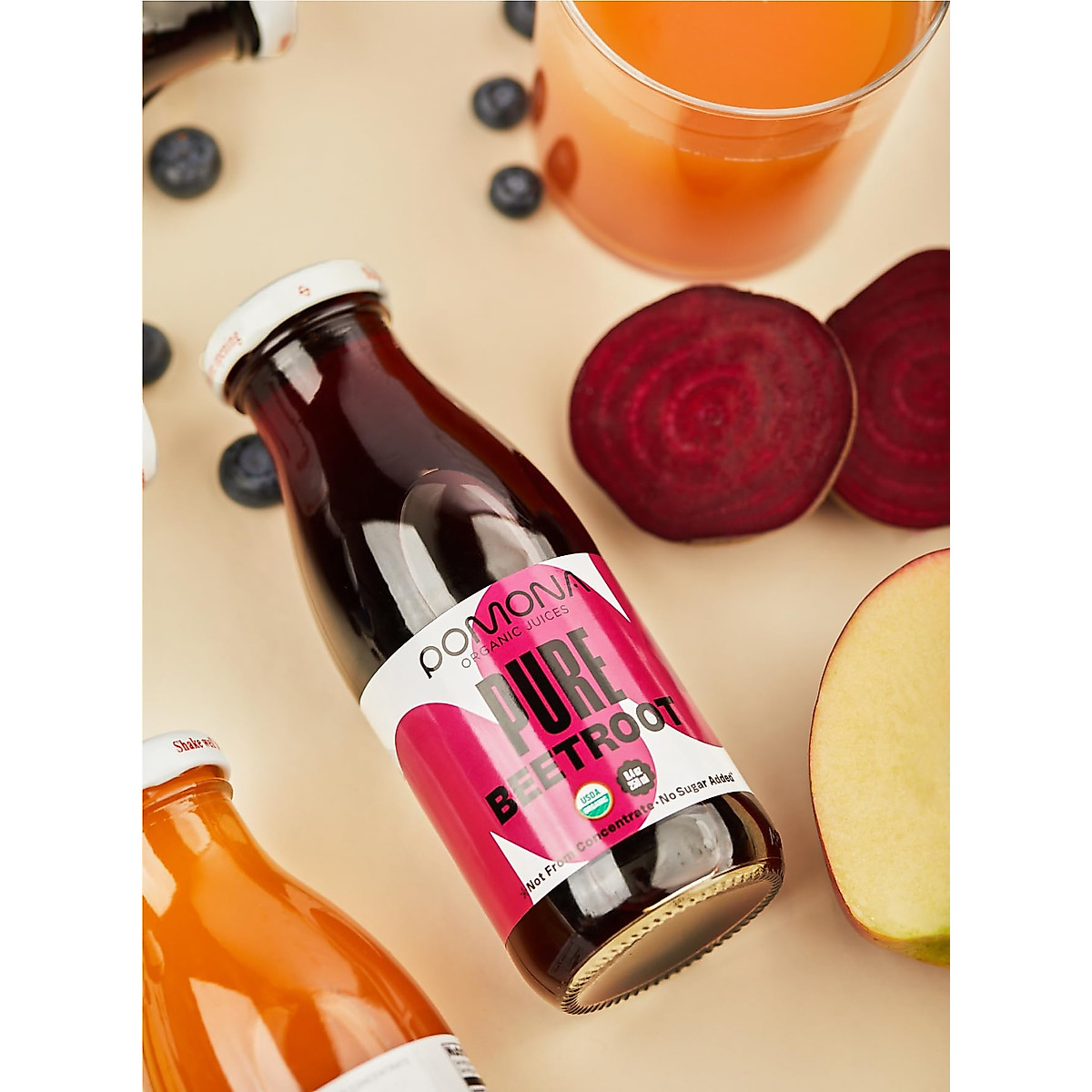 Pomona Organic Cold Pressed Beet Juice, Non-GMO, No Sugar, Gluten Free, Kosher, Preservative Free - Pack of 12, 8.4 oz