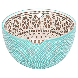 Ceramic Knitting Yarn Bowl Holder, Handmade Yarn Storage Bowl with Holes 6.1 X 3.7In DIY Crocheting Knitting Bowl Wool Holder for Crochet Knitting Gift for Moms and Grandmothers(Blue)