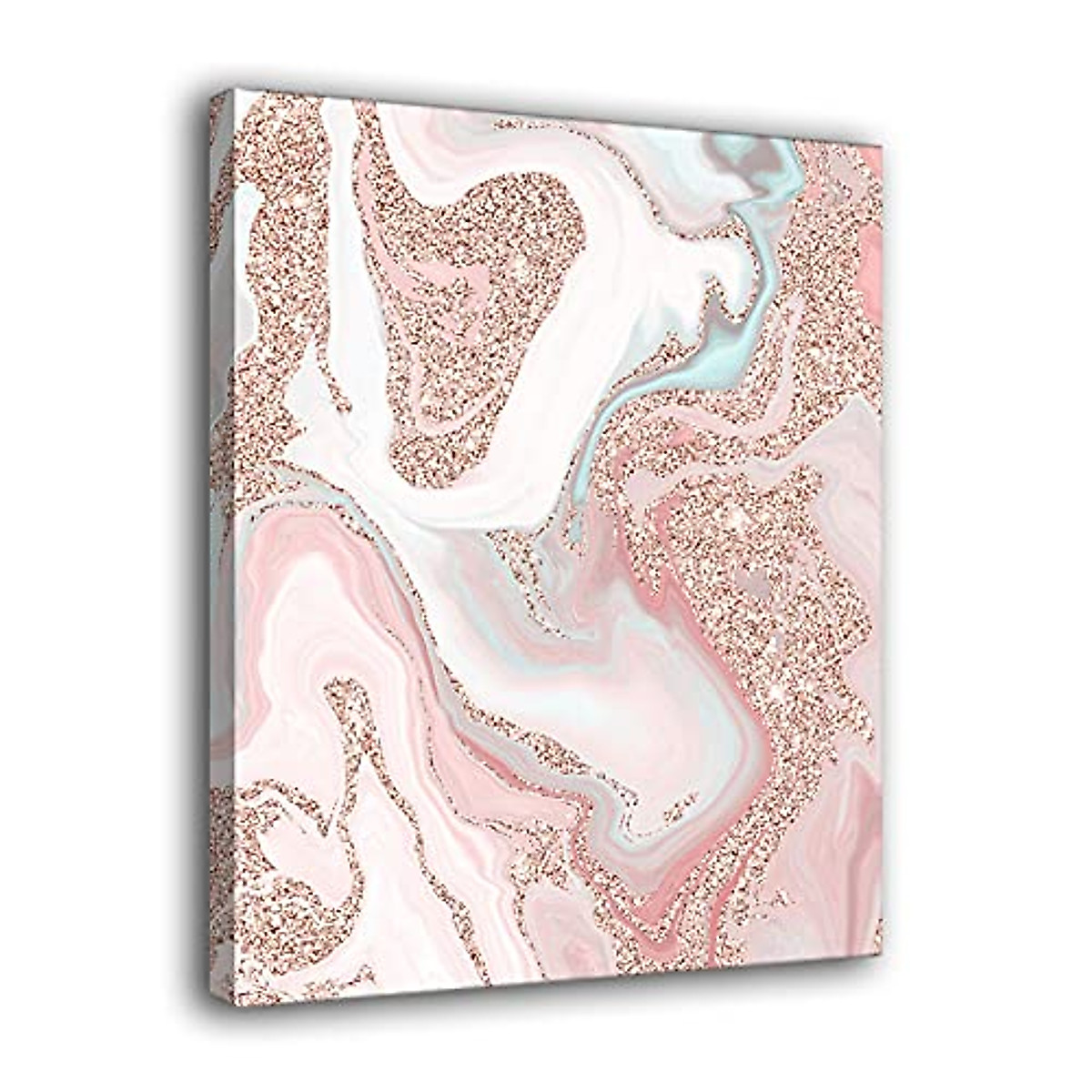 Canvas Wall Art Canvas Prints Wall Decor Posters Artworks Framed Ready To Hang For Home Bedroom Living Room Home Decoration 12"x16"Inch Modern Rose Gold Glitter Coral Gray Pastel Marble