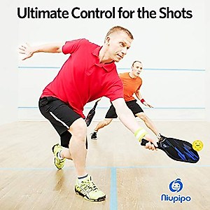 niupipo Pickleball Paddles, Lightweight Pickleball Rackets w/Fiberglass Surface, Pickleball Set of 4 Balls and 1 Pickleball Bag