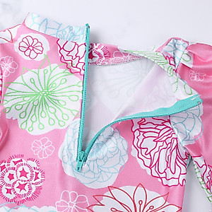 ACSUSS Infant Baby Girl Swimsuit Long Sleeve Floral Rash Guard UPF 50+ Sun Protection Swimwear Pink 0-3 Months