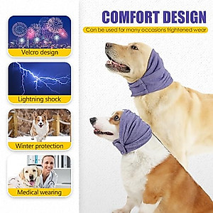 Dog Ear Muffs Noise Canceling Dog Ear Cover, Calming Dog Ear Warp for Anxiety Relief, Dog Ear Muffs Noise Protection for Thunder Firework Lightning, Breathable Dog Head Wrap Dog Calming Hoodie, L