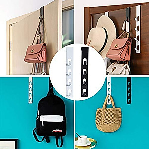 JAMEND CLXP 2 Pack White Coat Hooks, 4 Layers Metal Hats Hanger, Strong Vertical White Coat Hook, Over Door Rack for Hanging Bags Jams Scarf Keys and More.