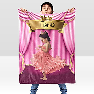 XOZOTY Personalized Girl Golden Hat Pink Stage Baby Blanket with Name Custom Baby Nursery Throw Fleece Blankets for Boys and Girls Birthday Tapestry 30 X 40inch