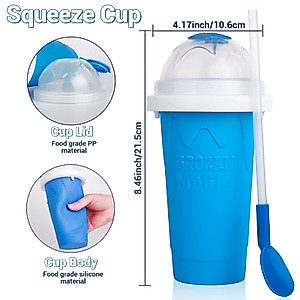 Slushie Maker Cup,Frozen Magic Squeeze Cup Slush Cup DIY Slushy Cup Smoothies Double Layers, Homemade Slushies Machine w/Straw and Spoon, Ice Cream Maker Cool Stuff Gifts for Friends & family