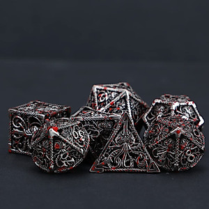 Cthulhu Metal Dice DND Set Role-Playing dice D&D 7 Pure Copper Hollow polyhedral dice Suitable for Dungeons and Dragon RPG Explorers Savage World and Table Games