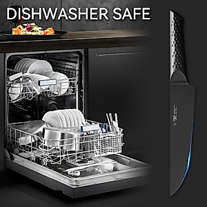 HUNTER.DUAL Knife Sets for Kitchen with Block, HUNTER.DUAL 15 Piece Knife Set with Built-in Sharpener, Dishwasher Safe, German Stainless Steel, Elegant Black