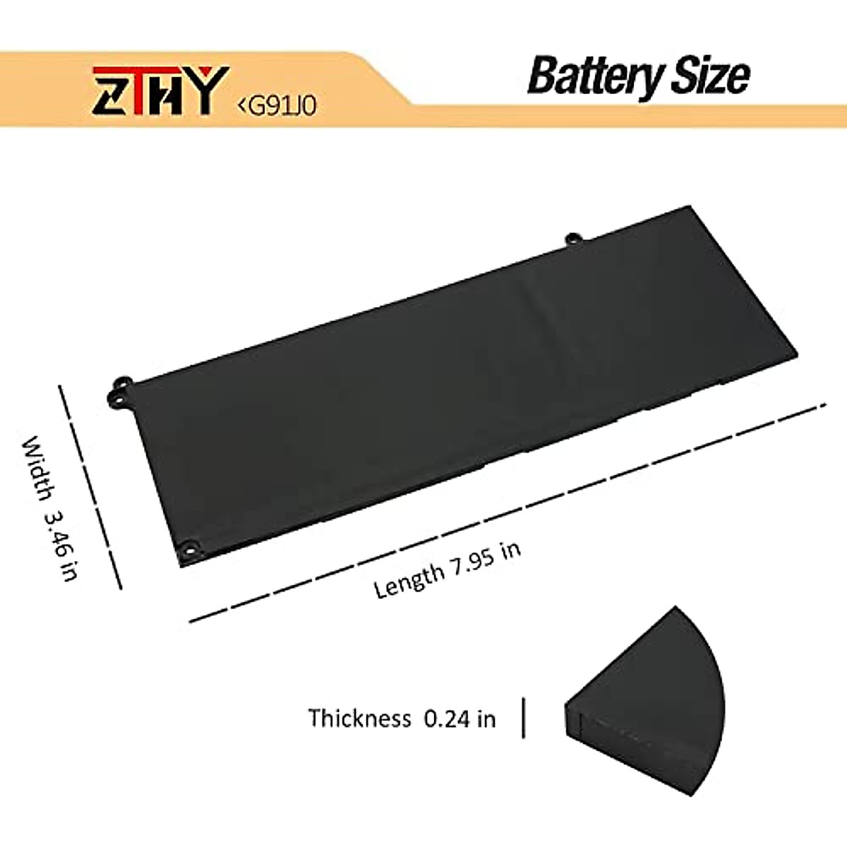 ZTHY 41Wh G91J0 Battery Replacement for Dell Latitude 3320 3330 3420 3520 Inspiron 3510 3511 3515 3520 3525 3530 5320 5330 5410 5415 5418 5518 5430 5435 7415 7420 2-in-1 Vostro 5620 5625 V6W33 TN70C