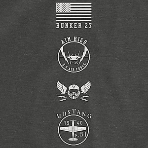 BUNKER 27 Air Force Stripe Logo Pullover Hoodie - 2XL - Heather Navy
