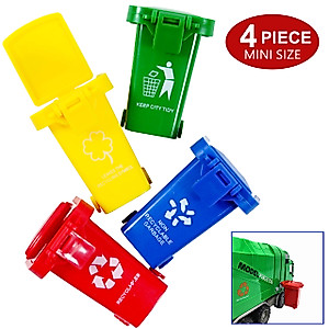 Nunkitoy Trash Can Toy,Garbage Truck's Trash Cans, Mini Curbside Vehicle Garbage Bin Trashcan Great for Kids Toddlers (2 Inches)