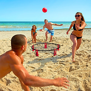 Franklin Sports Spartan Spyderball Game Set - Includes 3 Balls, Carrying Case and Rules - Played Outdoors, Indoors, Yard, Lawn, Beach - Durable Tight Net