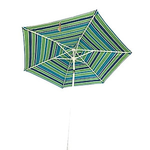 Sunspecs 6.5 feet Outdoor Patio Beach Garden Umbrella with Fat Pole Tilt Matching Carry Bag (GreenBlue stripes)