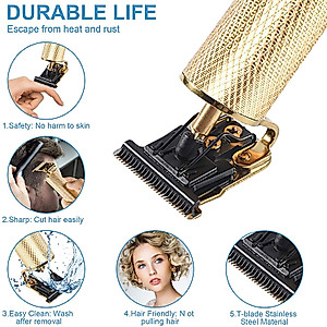 XASMA Professional Hair Clippers for Mens Zero Gapped Cordless Hair Trimmer Professional Haircut & Grooming Kit for Men Rechargeable LED Display (Gold)